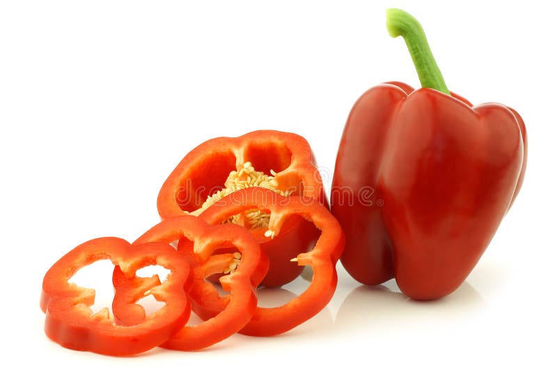 Fresh Cut Red Bell Pepper with Focus on Seeds Stock Image - Image of ...