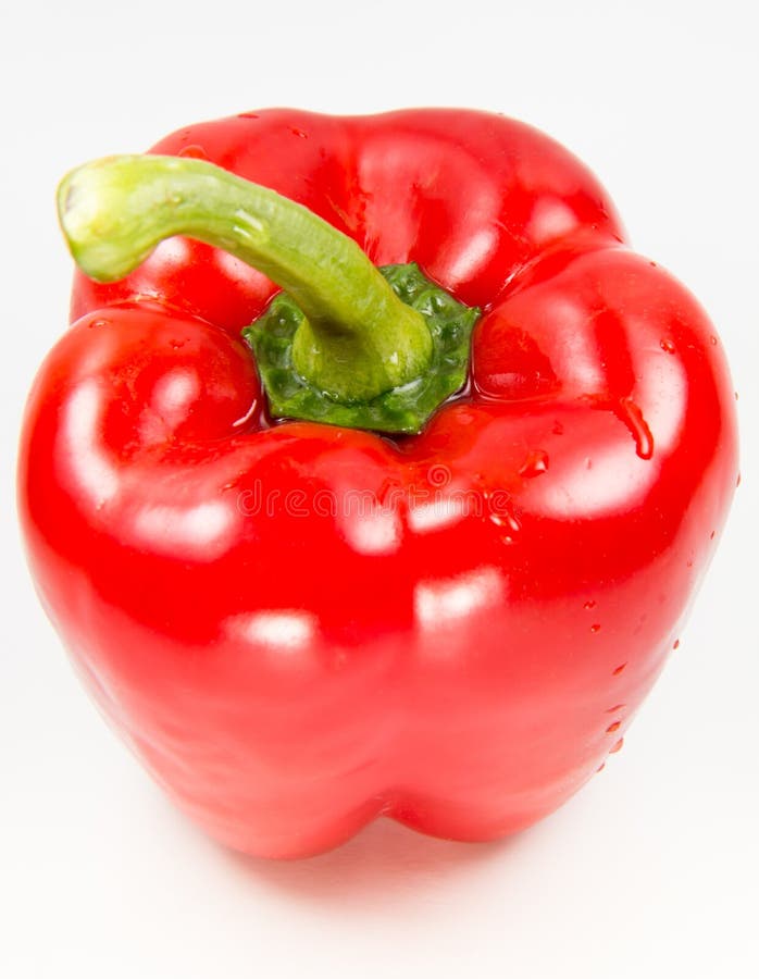 Fresh Red Bell Pepper or Capsicum on White Background Stock Photo ...
