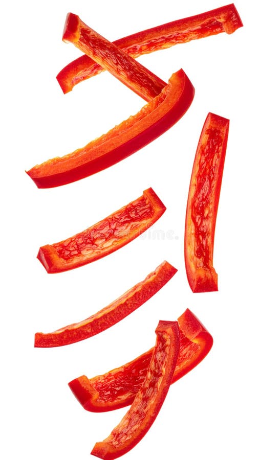 Fresh Red Bell Pepper Slices on Transparent Background Stock Photo ...