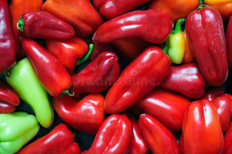 Fresh Red Bell Peppers on the Market Stock Photo - Image of background ...