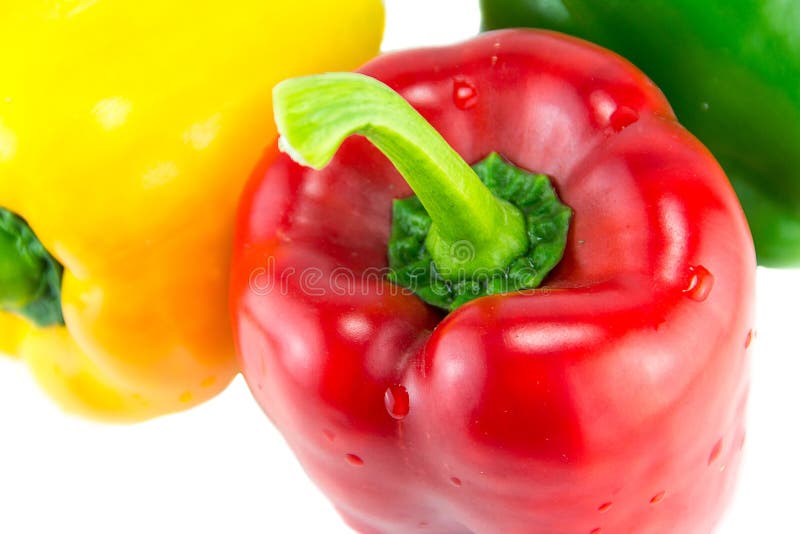 Fresh Red Bell Peppers on White Background Stock Photo - Image of ...