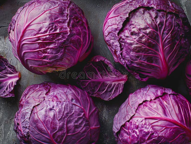 Fresh Red Cabbage Heads with Unique Texture Details - Ai. Stock ...