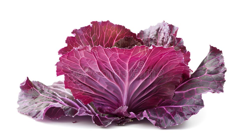Fresh Red Cabbage Leaf Isolated on White Stock Photo - Image of leaf ...