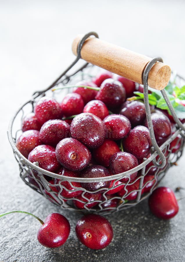 Fresh red cherries fruit stock image. Image of nutrition - 263684277