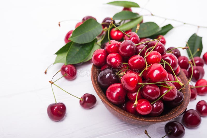 Fresh red cherry fruit stock photo. Image of juicy, bowl - 98030104