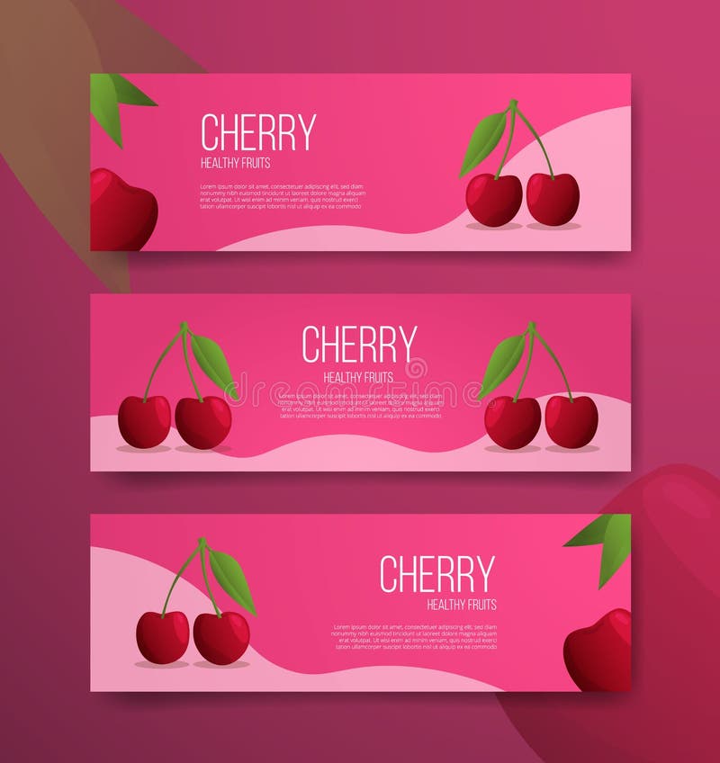 Fresh Red Cherry for Template Banner Horizontal 3 Variation Option ...