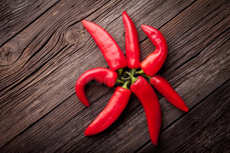 Fresh Red Chilli on a Wooden Table Stock Image - Image of kitchen ...