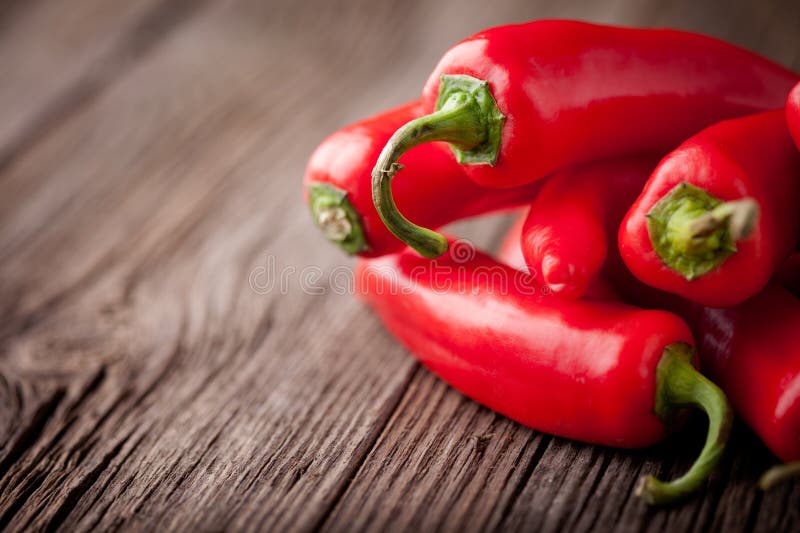 Fresh Red Chilli on a Wooden Table Stock Photo - Image of organic ...