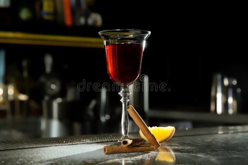 Fresh Red Cinnamon Whiskey Alcoholic Cocktail Stock Photo - Image of ...