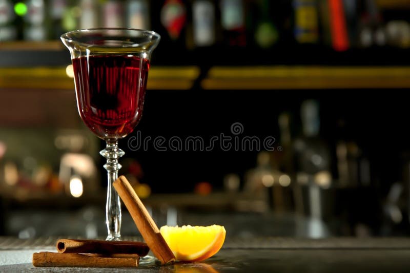 Fresh Red Cinnamon Whiskey Alcoholic Cocktail Bar Counter Stock Photos ...