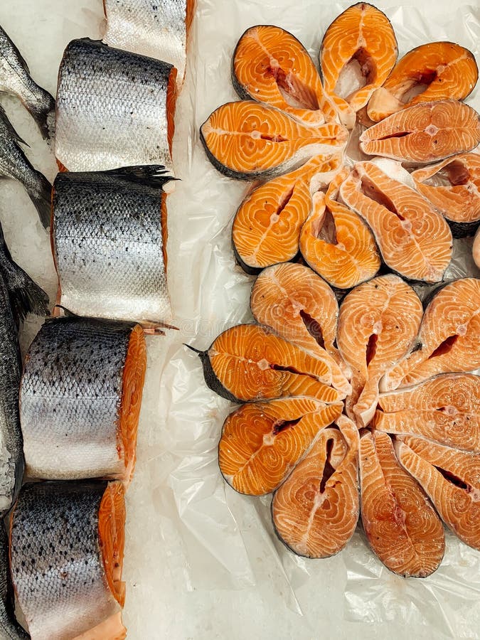 Fresh Red Fish Pieces for Eating Background Stock Photo - Image of ...