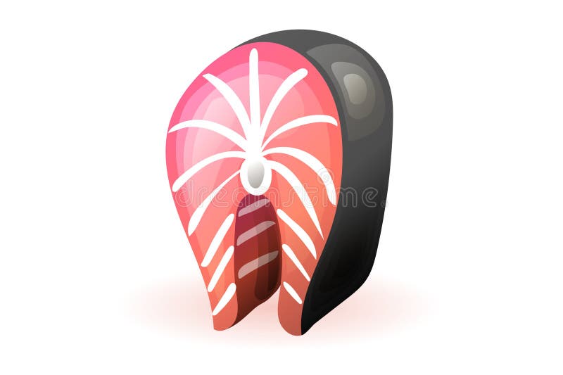 Fresh Red Fish Slice Icon Illustration. Stock Vector - Illustration of ...