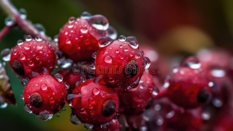 Fresh Red Fruits with Rain Dew. Fresh Fruit with Rain Spray Stock ...