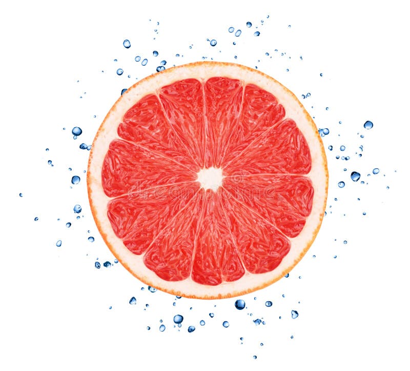 Fresh Red Grapefruit with Water Splashes Isolated on White Background ...