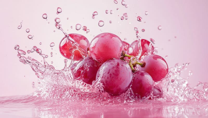 Fresh Red Grapes Falling into a Splash of Grape Juice on a White ...