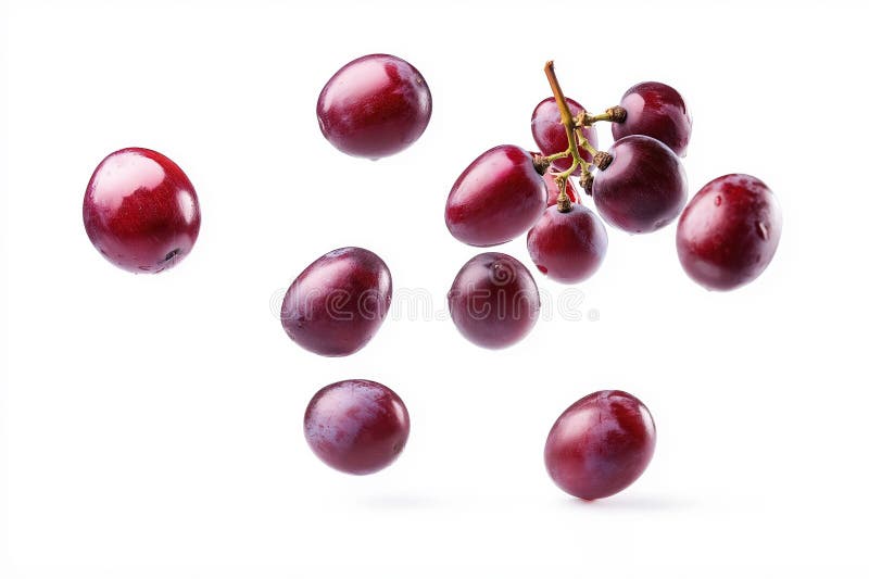 Fresh Red Grapes Floating on White Background Stock Illustration ...