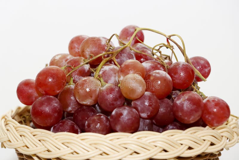 Fresh Red Grapes in White Isolated Background Stock Image - Image of ...