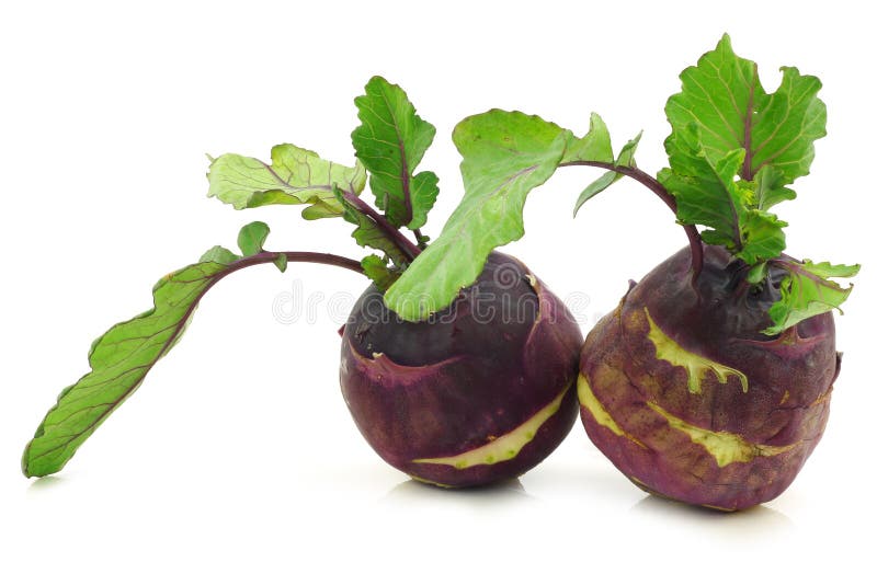 Fresh Red Kohlrabi (Brassica Oleracea) Stock Image - Image of leaves ...