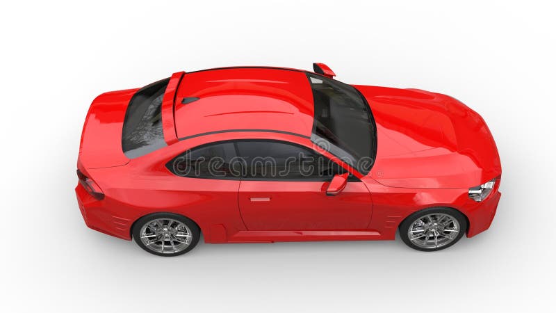 Fresh Red Modern Fast Electric Car - Top Down View Stock Photo - Image ...