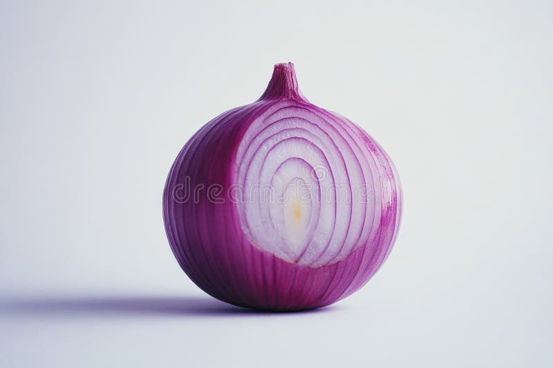 Fresh Red Onion Cut in Half on a White Surface, Perfect for Cooking or ...