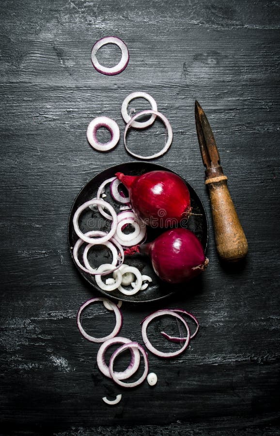 Fresh Red Onion Cut into Rings. Stock Image - Image of group, harvest ...