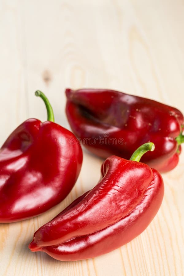 Fresh Red Paprika on the Table with Copy Space Stock Image - Image of ...