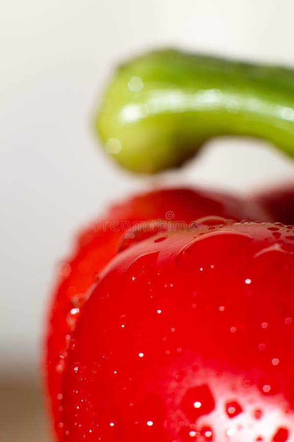A Fresh Red Pepper with Stalk Stock Photo - Image of healthy, juicy ...