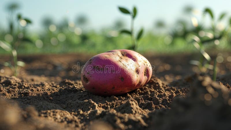 Fresh Red Potato in a Field Ready for Harvesting Under Sunlight Outdoor ...