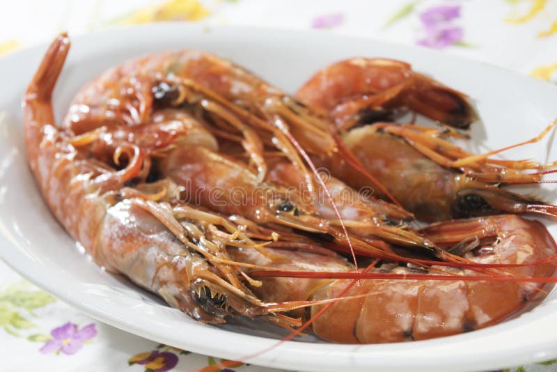 Fresh red prawns stock photo. Image of plate, prawn, fish - 58509684