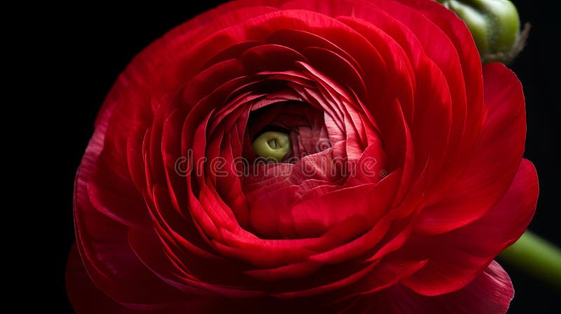 Fresh Red Ranunculus Flower Close Up Stock Illustration - Illustration ...