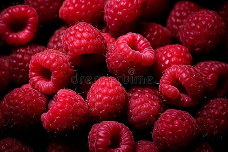 Fresh Red Raspberries Background for Healthy Diet, Organic and ...