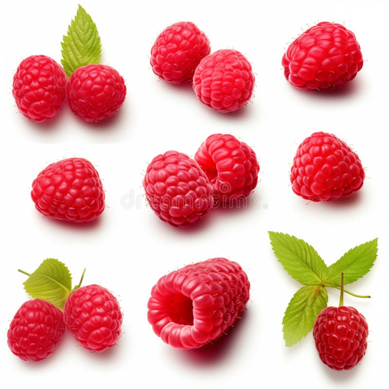 Fresh Red Raspberries on White Background Stock Illustration ...