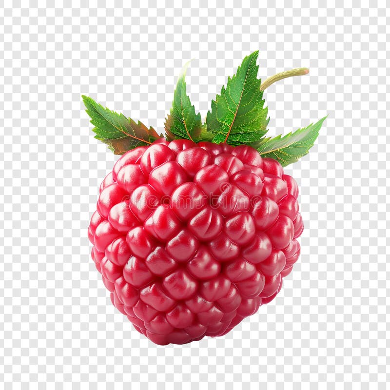 Fresh Red Raspberry with Green Leaves Stock Illustration - Illustration ...