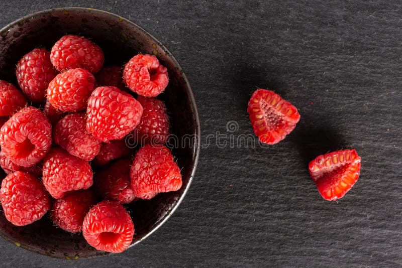 Fresh Red Raspberry on Grey Stone Stock Photo - Image of fresh, grey ...
