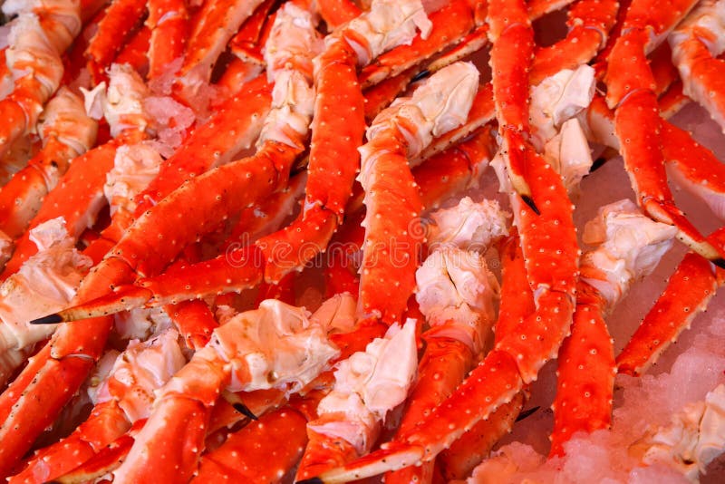 Fresh red sea crab claws stock photo. Image of restaurant - 125609512