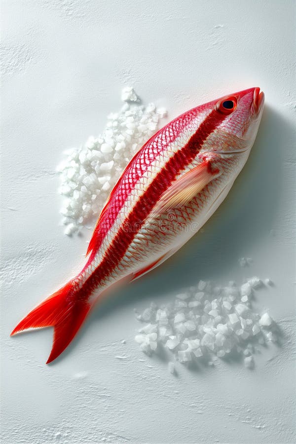 Fresh Red Snapper Displayed on Clean Countertop with Sea Salt Grains ...