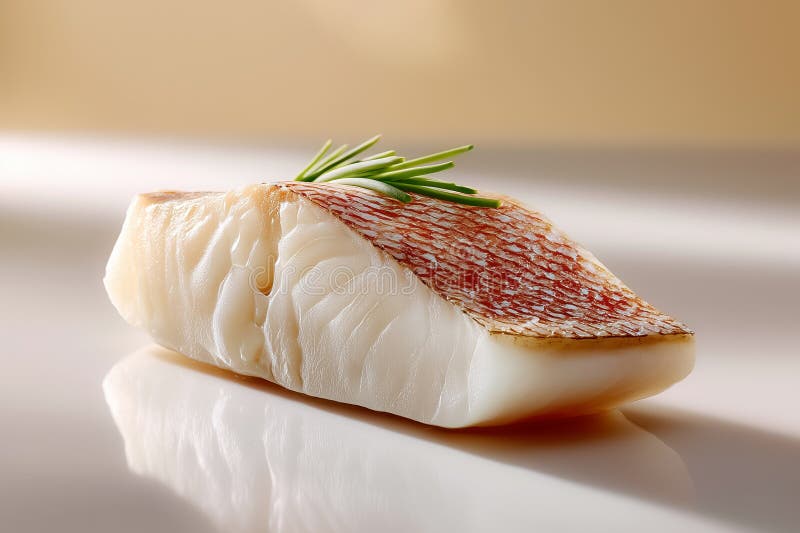 Fresh Red Snapper Fillet Placed on Smooth Surface with Herb Garnish ...