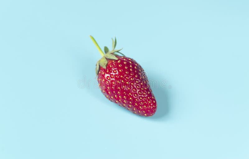 Fresh, Red Strawberry on Light Blue Background Stock Photo - Image of ...