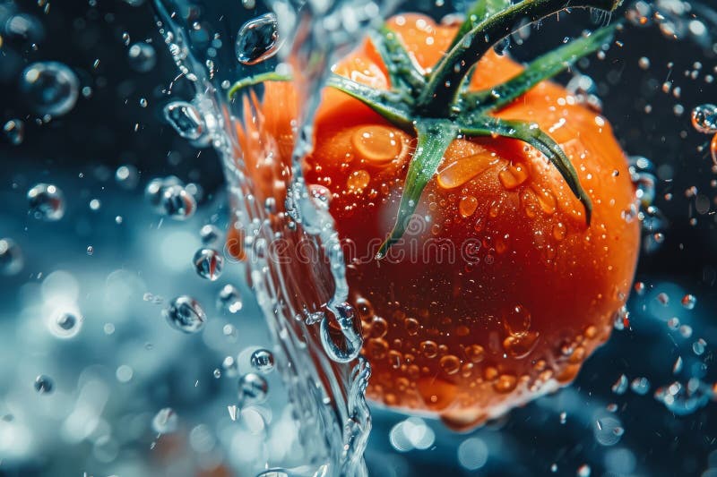 Fresh Red Tomato in Water with Splashes Stock Photo - Image of nature ...