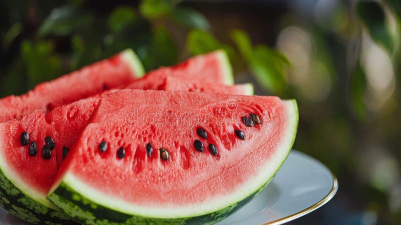 Fresh Red Watermelon Slices Close-Up Ok Stock Illustration ...