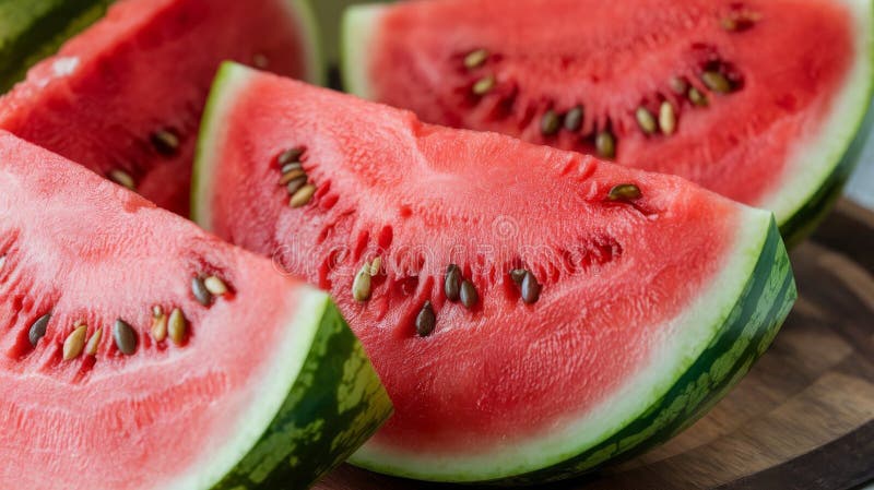 Fresh Red Watermelon Slices Close-Up Ok Stock Illustration ...