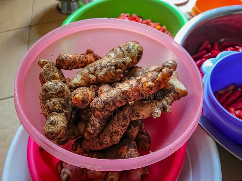 Fresh Red and White Ginger in a Plastic Container Stock Photo - Image ...