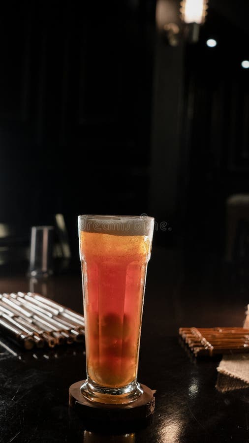 Fresh and Refreshing Iced Tea in a Large Clear Glass Stock Image ...