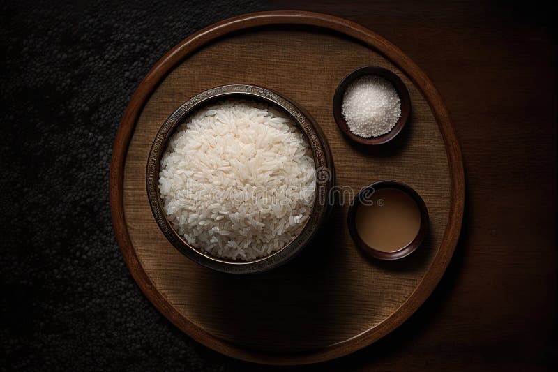 Rice on Table Top Down View (AI Generated) Stock Illustration ...