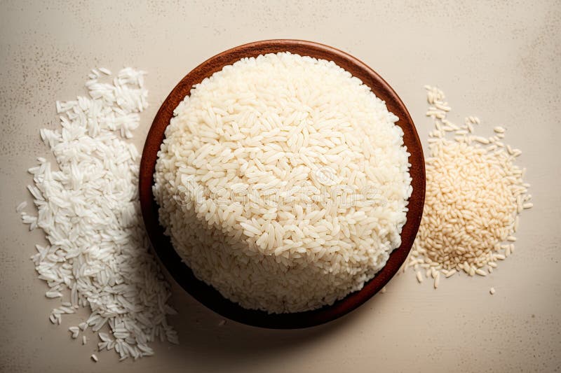 Rice on Table Top Down View (AI Generated) Stock Illustration ...