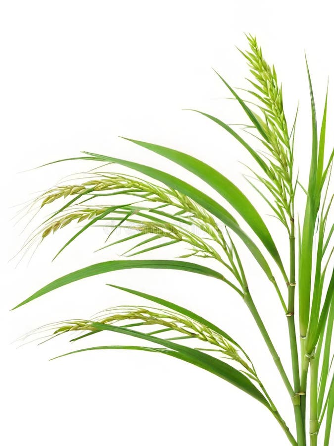 Fresh Rice Leaves Isolated on White Background Stock Illustration ...