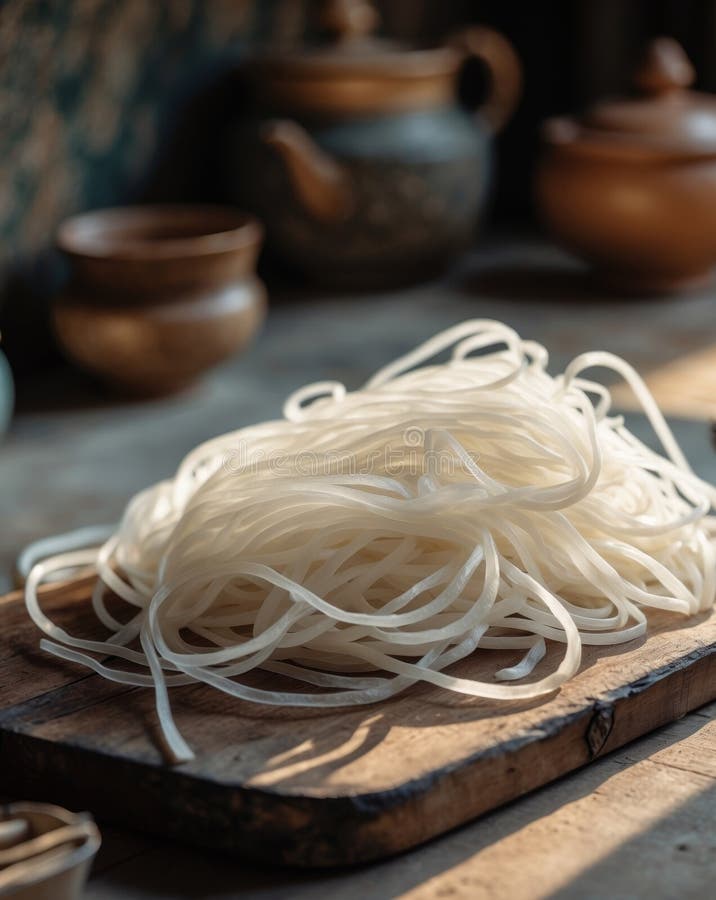 Fresh Rice Noodles in Traditional Kitchen Setting Stock Photo - Image ...