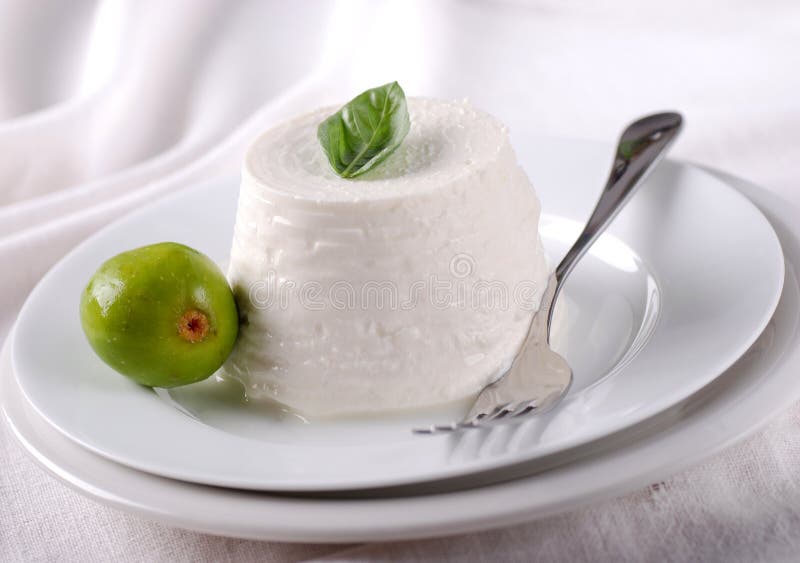 Fresh ricotta on the plate stock image. Image of ingredients - 43990351