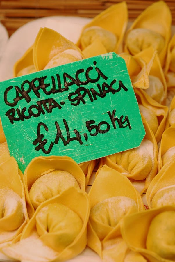 Fresh Ricotta and Spinach Cappellacci Pasta Stock Photo - Image of ...