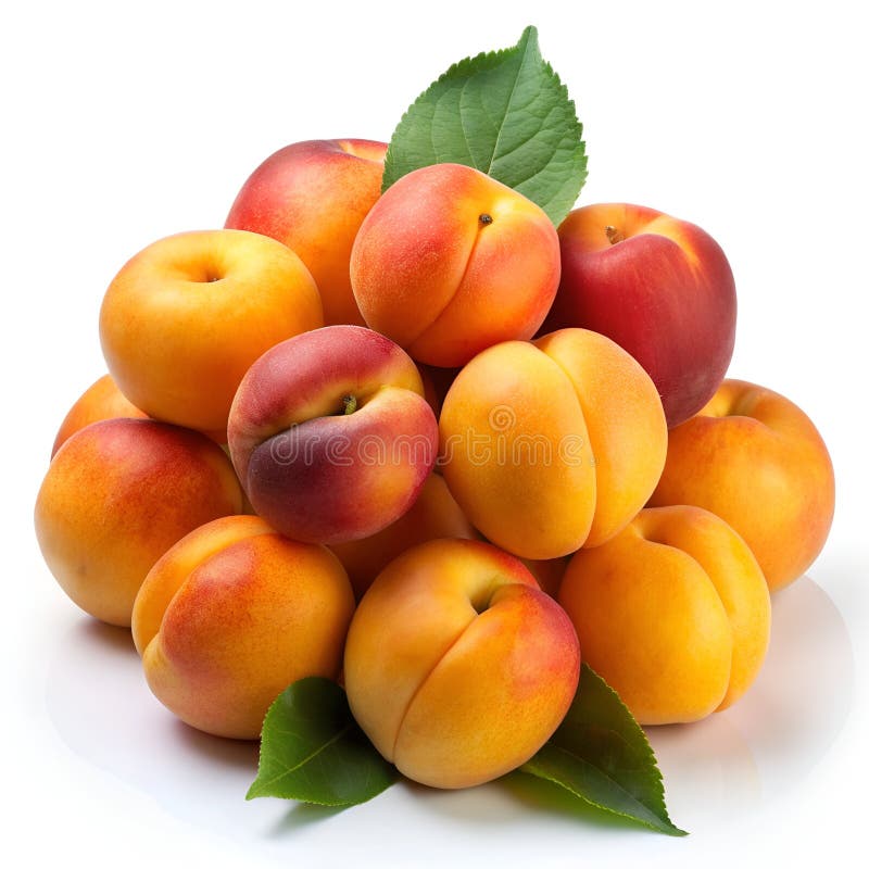 Fresh, Ripe Apricots with Leaves, Piled Together, Ai-Generated Images ...